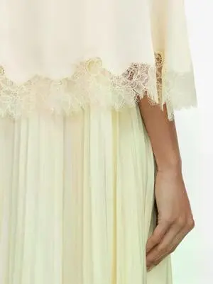 SELF-PORTRAIT Lace-trimmed Tie-neck Maxi Dress