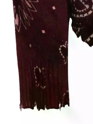 KUJTEN Paisley Print Frayed-edge Sweater