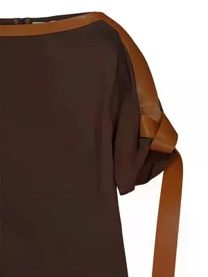 FERRAGAMO Long Viscose Dress With Knotted Leather Inserts