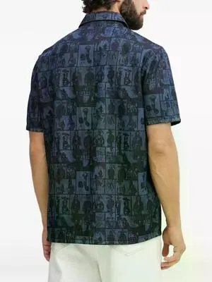 Armani Exchange Short-sleeved Denim Shirt - Blue