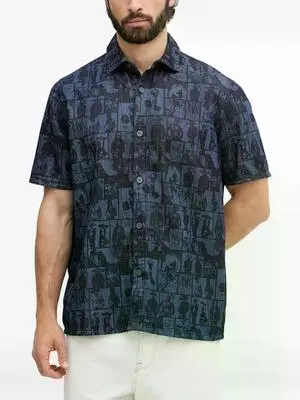 Armani Exchange Short-sleeved Denim Shirt - Blue