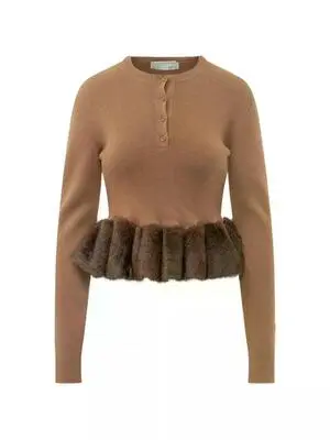 Stella McCartney Faux-fur Trim Sweater - Brown