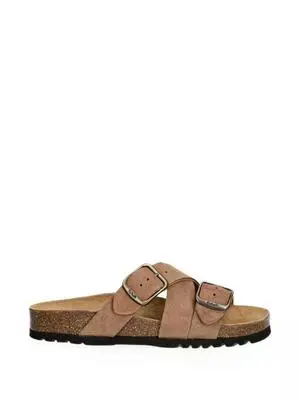 DR. SCHOLL'S SHOES Buckle-fastening Crossover Flat Sandals - Brown