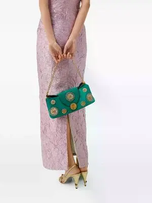 Versace Vivian Embroidered Crosta Suede Clutch