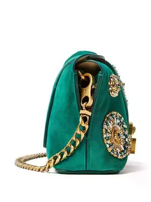 Versace Vivian Embroidered Crosta Suede Clutch