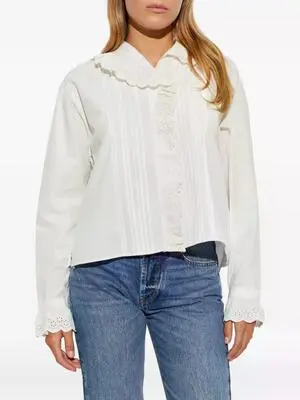 MARANT ETOILE Nomia Broderie-anglaise Trim Ruffled Top
