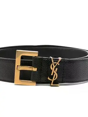 Saint Laurent Cassandre Belt In Grained Leather