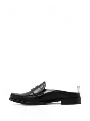 Thom Browne Calf Leather Sole Pleated Varsity Loafer Mules