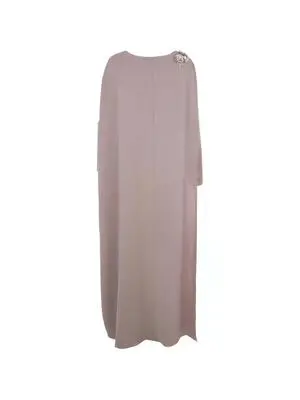 LOODYANA Floral Embellished Cape Overlay Maxi Dress - Neutrals