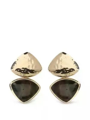 SELF-PORTRAIT Hammered Enamel Detail Earrings - Gold