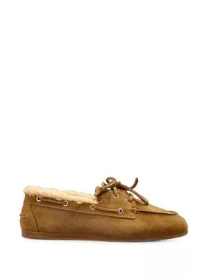 POSA Boat Shearling-lined Calf Suede Loafers - Brown