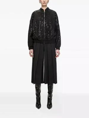 NISSA Sequin Embellished Bomber Jacket - Black