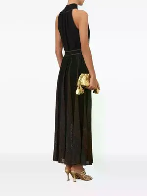 Zimmermann Valiant Metallic Halter Maxi Dress