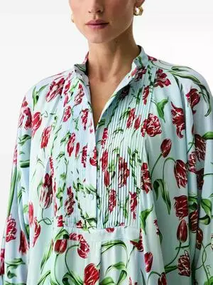 Kenzo Tulip-print Pintuck-pleat Mini Dress
