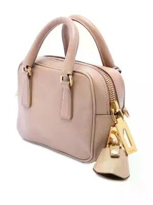 Prada 2000-2013 Mini Saffiano Lux Bauletto Bag Satchel