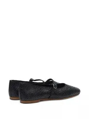 LOTTUSSE Woven Leather Ballet Flats With Buckle Detail
