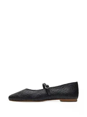 LOTTUSSE Woven Leather Ballet Flats With Buckle Detail