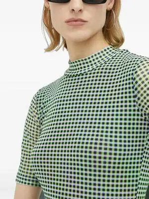 RÉSUMÉ Gingham Print Mesh T-shirt