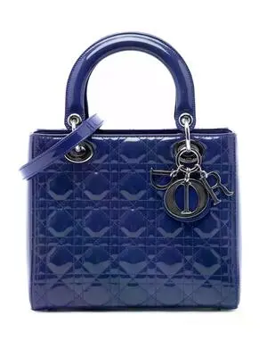 Dior 2015 Medium Patent Cannage Lady Satchel - Blue