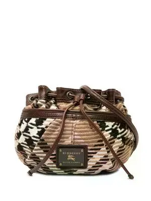 Burberry Supernova Check Wool Drawstring Crossbody Bag