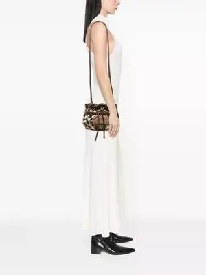 Burberry Supernova Check Wool Drawstring Crossbody Bag