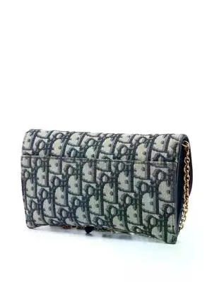 Dior Oblique Canvas Saddle Wallet On Chain Crossbody Bag - Blue