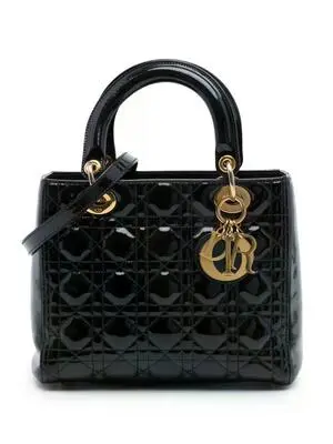 Dior 2011 Medium Patent Cannage Lady Satchel - Black