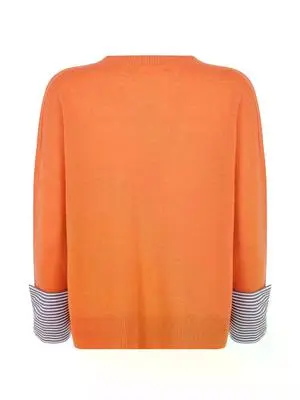 WHYCI Striped Cuff Wool Sweater