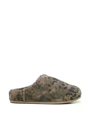 UGG Elea Leopard-print Shearling Slippers - Green