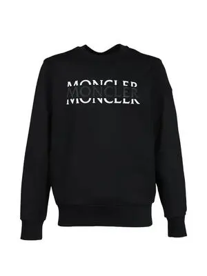 Moncler Logo Print Crew Neck Sweater - Black