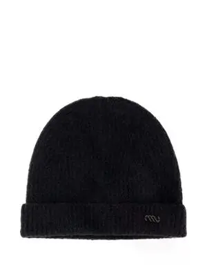 MASSIMO OSTI STUDIO Felted Logo-plaque Bouclé Beanie Hat - Black