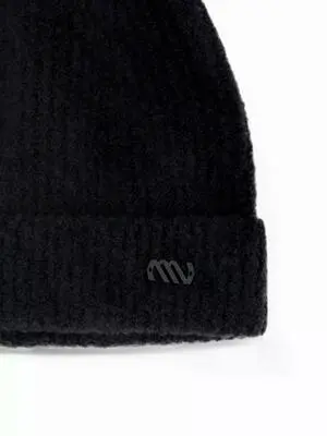 MASSIMO OSTI STUDIO Bouclé Beanie With Logo Plaque
