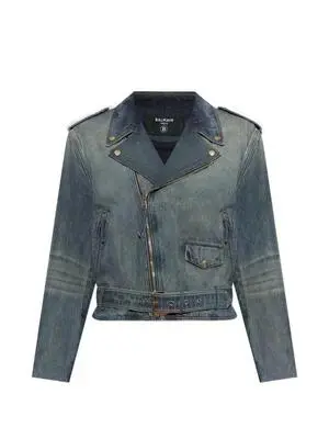 Balmain Belted Biker-style Denim Jacket