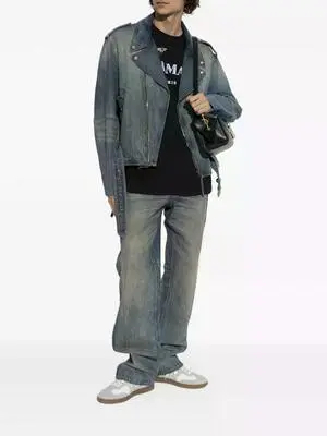 Balmain Belted Biker-style Denim Jacket