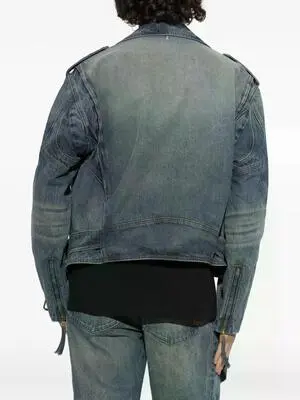 Balmain Belted Biker-style Denim Jacket