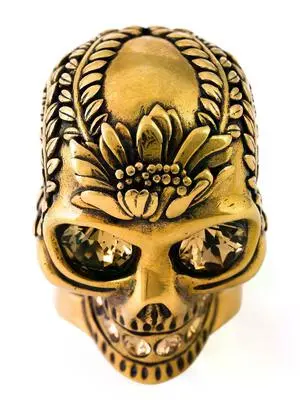 Alexander McQueen Floral Skull Cocktail Ring - Metallic