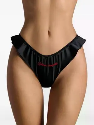 SCANDALE Dédicace Ruffled Embroidered Briefs - Black
