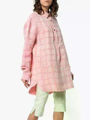 JW Anderson Bubblegum Logo Grid Tunic Linen Shirt