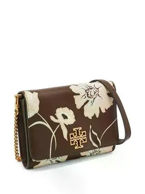Tory Burch Britten Floral Leather Clutch With Gold-tone Hardware