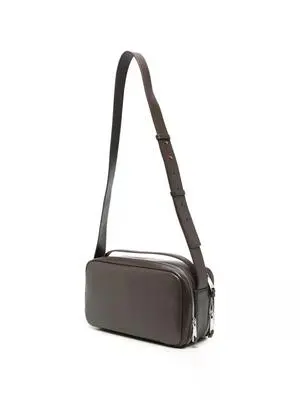 Emporio Armani Logo Print Leather Shoulder Bag - Brown