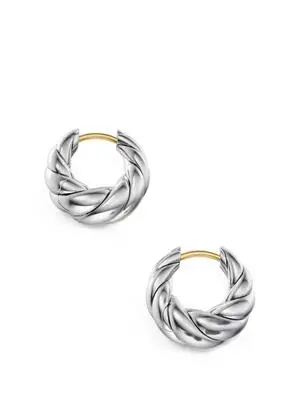 David Yurman Sculpted Cable Tapered Hoop Earrings