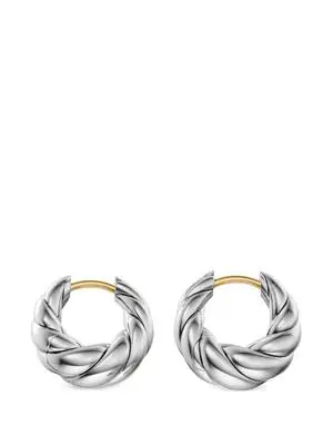 David Yurman Sculpted Cable Tapered Hoop Earrings