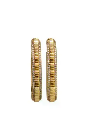 Michael Kors Crystal-embellished Ribbed Hoop Earrings - Gold