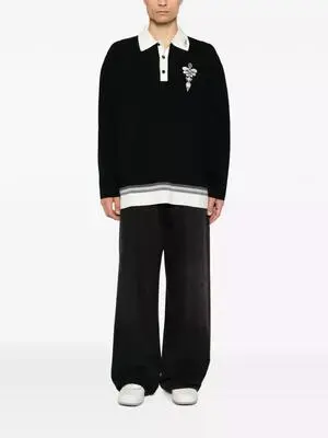 Amiri Logo-embroidered Striped-trim Polo Shirt - Black