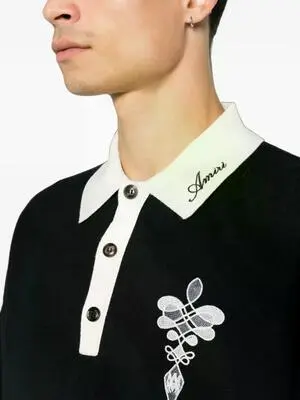 Amiri Logo-embroidered Striped-trim Polo Shirt