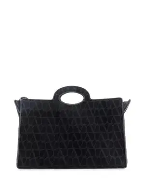 Valentino Garavani Le Troisieme Toile Iconograph Fabric Medium Tote Bag - Black