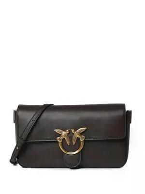 Pinko Love Birds Leather Shoulder Bag - Brown