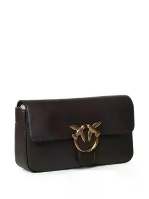 Pinko Love Birds Leather Shoulder Bag - Brown