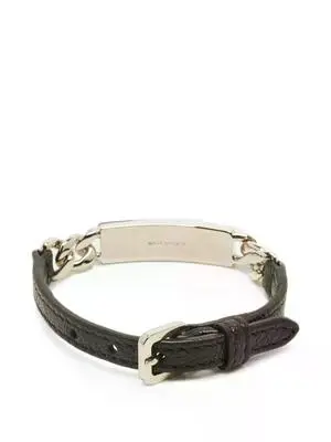 Miu Miu Logo Plaque Leather Bracelet