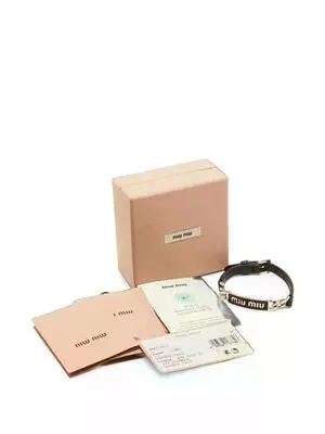 Miu Miu Logo Plaque Leather Bracelet